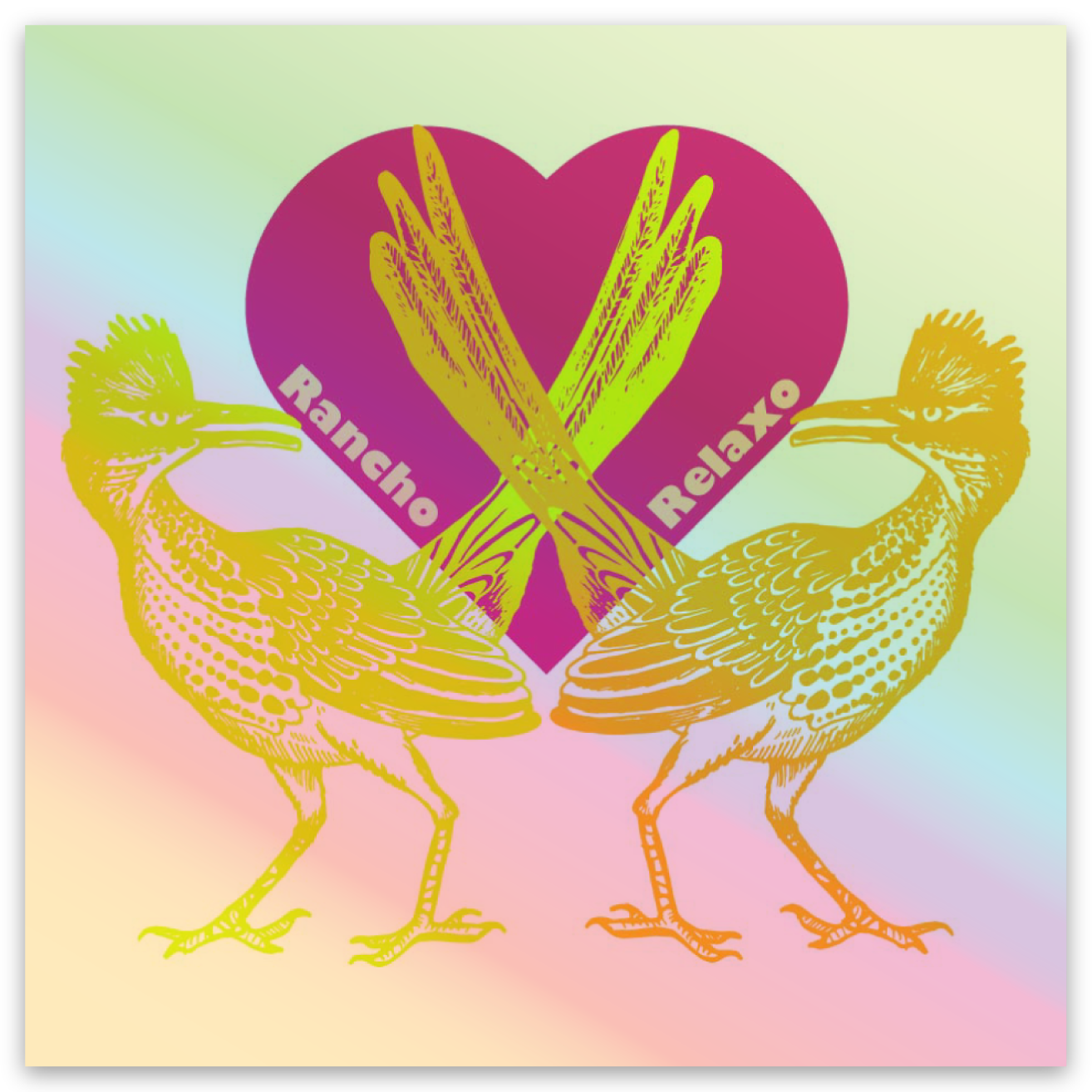 Rancho Relaxo Loving Birds Holograph Sticker